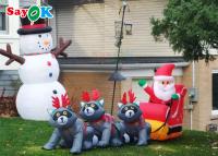 China Giant Inflatable Christmas Decorations Three Raccoons Pull Santa Claus 4m High with LED Lights for sale