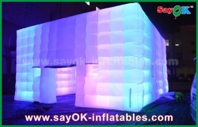 China Outdoor PVC Coated Giant Cube Inflatable Tent with Color Change Light 12x6x3m for sale