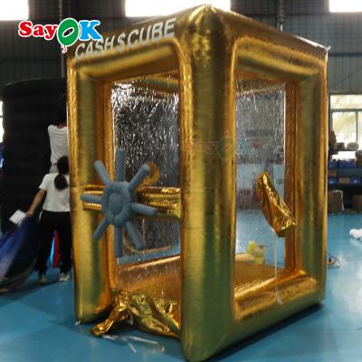 China Gold Large Advertising Inflatable Money Machine Crash Cube 950W Blower for Promotion for sale