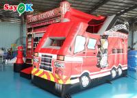 China Fire Truck Themed Inflatable Bouncing Castle for Children Amusement Park 10x10ft for sale