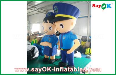 China Custom Inflatable Police Man Cartoon Character 2m Height Blue Oxford Cloth with CE Blower for sale