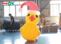 China Inflatable Christmas Duck 2m Height Yellow Courtyard Decoration with Hat for sale