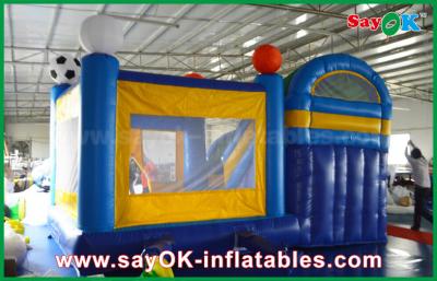 China Small 4x3m Inflatable PVC Bounce Castle with Football Design and Slide for sale