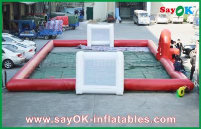 China Giant Inflatable Football 10m Red Soccer Field with Gate Strong PVC Tarpaulin for sale