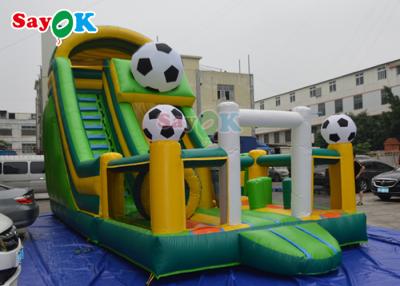 China Inflatable Football Theme Bounce House Slide 0.55mm PVC Tarpaulin Commercial Water Slide for sale