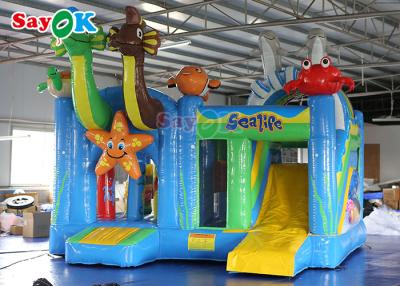 China 1000D Inflatable Bouncy Castle Water Slide Ocean Theme Bounce House Combo with Pool 0.55mm PVC for sale