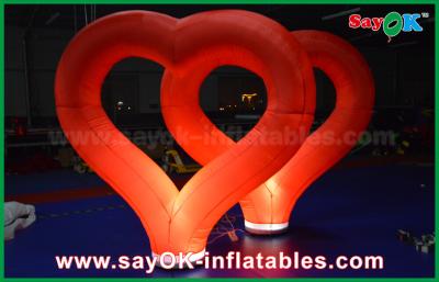 China Wedding Outdoor Inflatable Decorations Red Nylon Inflatable Heart With LED Light for sale