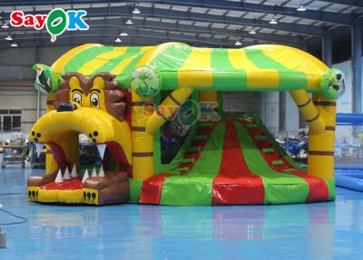 China Animal Theme Lion Inflatable Bouncy Castle Slide for sale