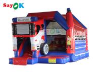 China Commercial Inflatable Bouncy Castle Fire Truck Bounce House with Slide 0.55mm PVC CE EN14960 for sale
