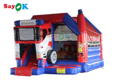 China Commercial Inflatable Bouncy Castle Fire Truck Bounce House with Slide 0.55mm PVC CE EN14960 for sale