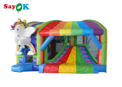 China Inflatable Unicorn Bouncy Castle with Slide 0.55mm PVC Fire Retardant Waterproof for Kids Party for sale