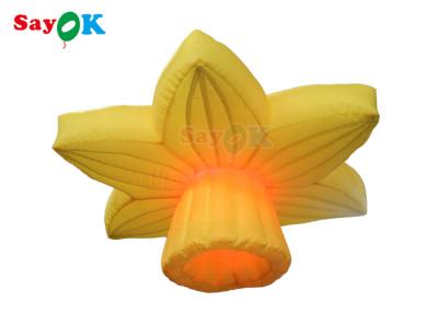 China Yellow Inflatable Hanging Rose Flower with LED 1.5m Diameter Decoration for sale