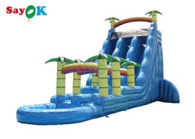 China Commercial Inflatable Water Slide 12x4.5x8m PVC Tarpaulin Tropical Theme for Kids Adults for sale