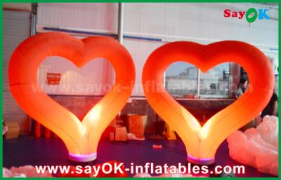 China Romantic Red Nylon Inflatable Lighting Decoration Heart Shape For Wedding for sale