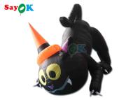 China Inflatable Black Cat Halloween Decoration 4.9ft with LED Lights for Yard for sale