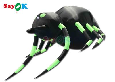 China Custom Hanging Inflatable Spider Halloween Decoration 7ft Black Green LED for sale