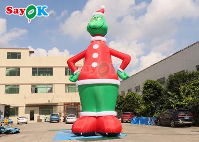 China Inflatable Grinch Christmas Decoration 6ft Tall Airblown with Hat and Max Dog Outdoor Yard for sale