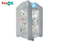 China White 210D Nylon Inflatable Cash Cube Money Machine Booth 4.9x4.9x8.2ft with LED for sale