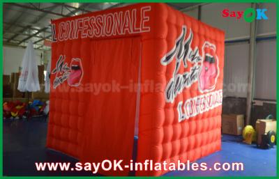 China Custom Red Inflatable Party Tent 2.5m Photo Booth with RGB LED Lighting for Rental Events for sale