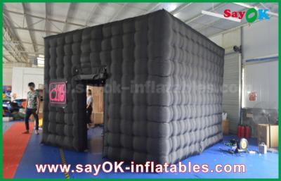 China Inflatable Photo Booth 2.5x2.5x2.5m Black Waterproof with 16 Color LED Strip for Advertising for sale
