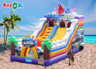 China Commercial Inflatable Shark Slide Bouncer 0.55mm PVC Tarpaulin Kids Jumping Slide for sale