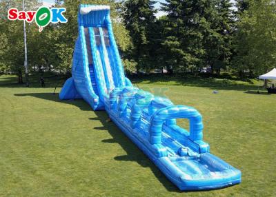 China 100ft Long Commercial Inflatable Water Slide Park with Splash Pool 0.55mm PVC for sale