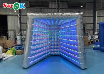 China Oxford Inflatable V Shape Photo Booth Enclosure Backdrop Stand with LED Light 210D Oxford Fabric for sale