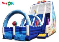 China 42.7ft Giant Inflatable Water Slide Double Lane PVC Tarpaulin Blue Commercial Grade for sale