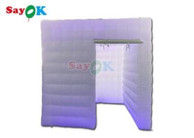China Wholesale White Inflatable LED Photo Booth Portable Square Single Door 2.5m for sale