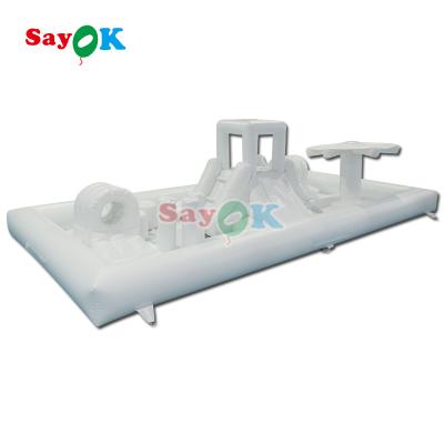 China Customized Mini White Inflatable Water Park Bouncer Castle Slide Combo 8x4x2.1m for sale