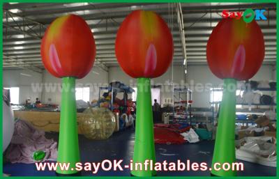 China Giant Red Inflatable Double Flower Stage Decoration with LED Light 210D Oxford Cloth for sale