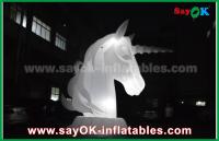 China Inflatable Horse Unicorn Full White Oxford Cloth 2m with LED Light for Party Decoration for sale