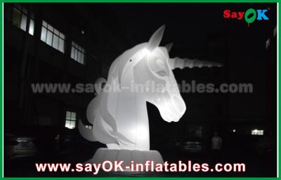 China Inflatable Horse Unicorn Full White Oxford Cloth 2m with LED Light for Party Decoration for sale