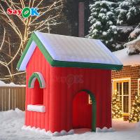 China Inflatable Christmas House Santa Tent 3m x 3m x 4m with LED Lights Oxford Cloth for sale