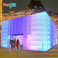 China 8m Square Inflatable Tent with LED Lights for 80 People Outdoor Party Event for sale