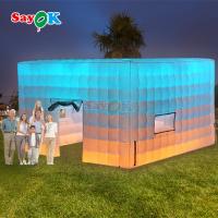 China Customized White Square LED Inflatable Tent 8x8x5m for Party Event Camping Rental for sale