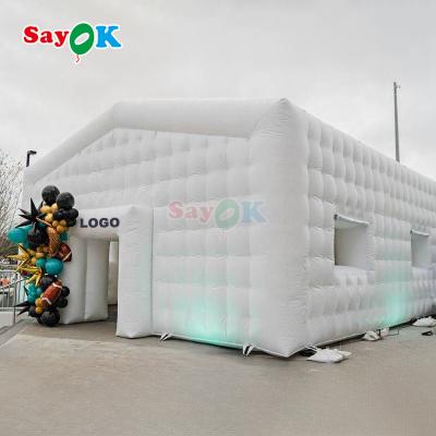 China Custom White Inflatable Cube Tent 5m PVC Tarpaulin Event Party Tent Waterproof Flame Retardant for sale