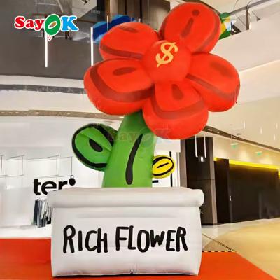 China Custom Giant Inflatable Flower Pot with LED Light 3D Design Outdoor Decoration for sale