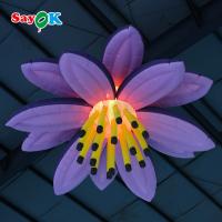 China Customized Purple Giant Hanging Lotus Inflatable LED Flower 2m 6.6ft for Event Decoration for sale