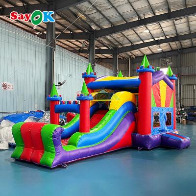 China Sayok Commercial Inflatable Bouncer Slide Combo 7x4x3.5m PVC Bounce House Castle with LED Lights for Party for sale