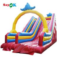 China Inflatable Pirate Slide Bouncy House 9x4.5x5.5m PVC Kids Dry Slide with LED Lights for sale