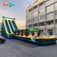 China Commercial Inflatable Water Double Slide with Palm Tree 20x5.1x7.9m for Kids and Adults for sale