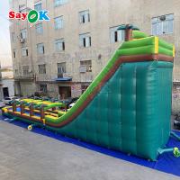 China Commercial Inflatable Water Double Slide with Palm Tree 20x5.1x7.9m for Kids and Adults for sale