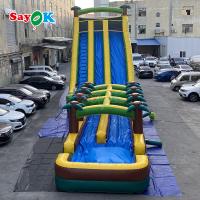 China Commercial Inflatable Water Double Slide with Palm Tree 20x5.1x7.9m for Kids and Adults for sale