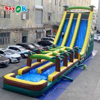 China Commercial Inflatable Water Double Slide with Palm Tree 20x5.1x7.9m for Kids and Adults for sale