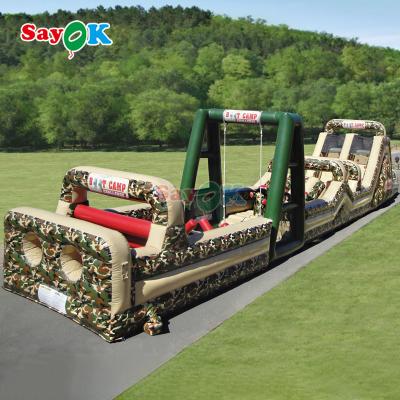 China SayOk Commercial Inflatable Obstacle Course 9.1x6x5.1m PVC for Adults with LED Lights for sale
