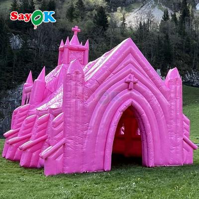 China Custom Pink Flame-Retardant UV Resistant Inflatable Church Tent 11m x 6m x 7.3mH for Outdoor Wedding Events for sale