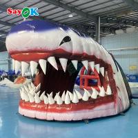 China Commercial 0.4mm PVC Inflatable Shark Head Tunnel Tent 5m x 5m x 3mH Flame Retardant for Outdoor Football Sports for sale