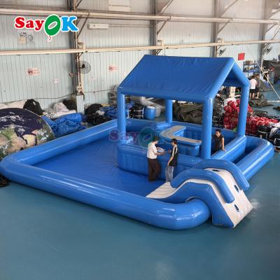 China Commercial Inflatable Pool Bar 26.2ft with Seats Slide 0.6mm PVC Tarpaulin Flame Retardant for sale