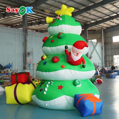China Custom Outdoor Inflatable Christmas Tree 4m with LED Lights for Festival Decorations for sale